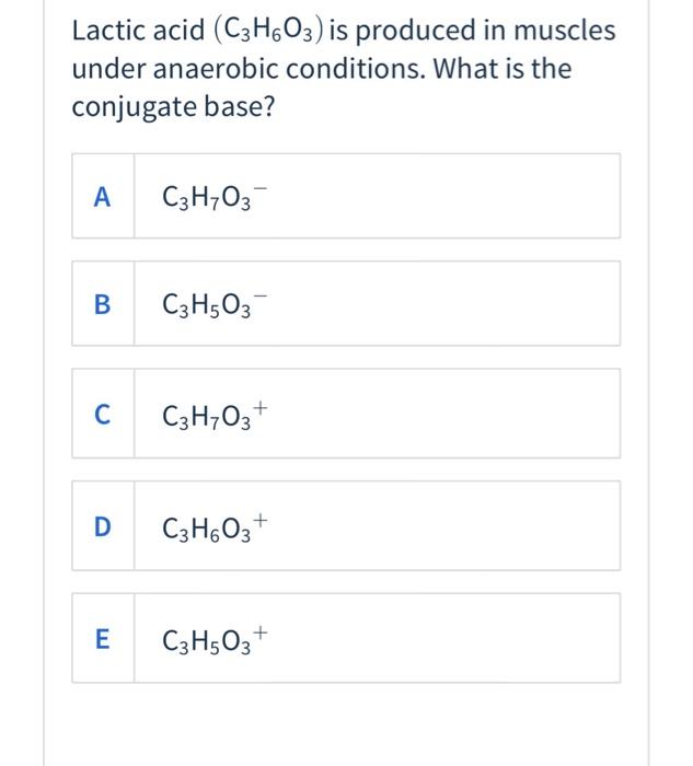 Solved Lactic acid (C3H603) is produced in muscles under | Chegg.com