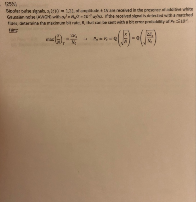 (25%) Bipolar pulse signals, si(t)(i = 1,2), of | Chegg.com