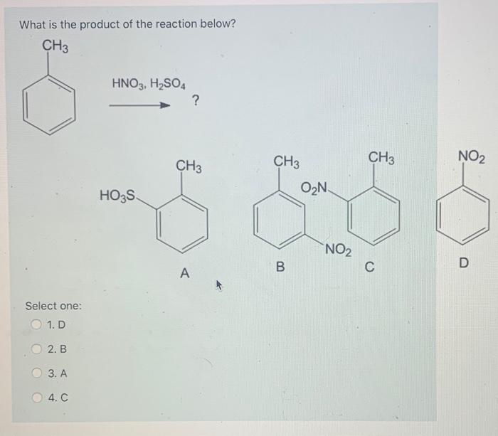 Solved What is the product of the reaction below? CH3 HNO3, | Chegg.com