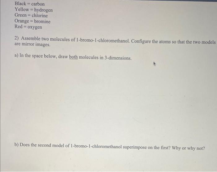 Solved Black = carbon Yellow = hydrogen Green = chlorine | Chegg.com
