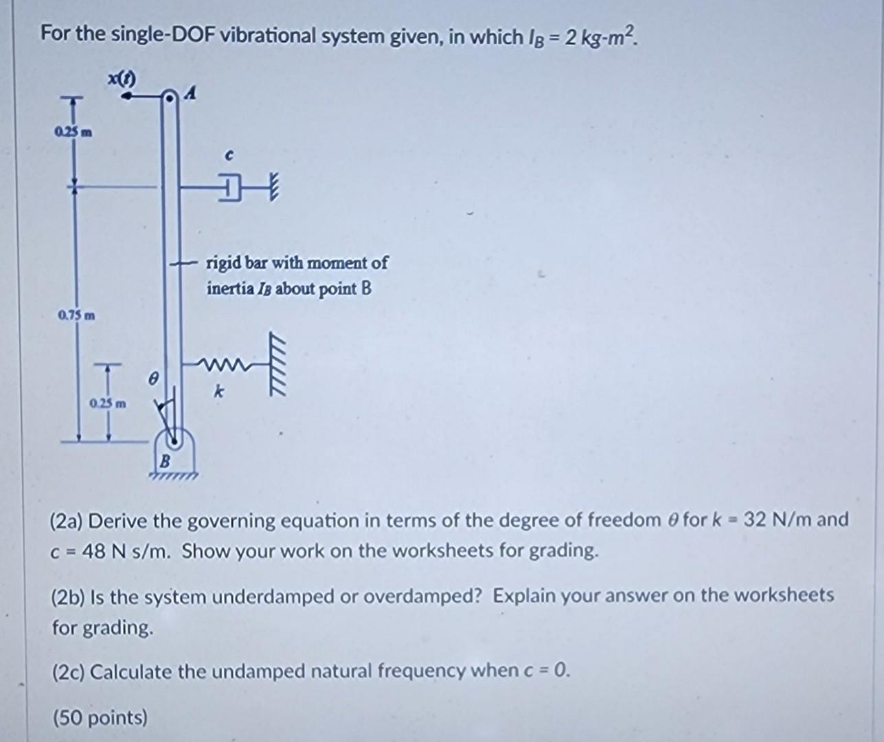 Solved For the single-DOF vibrational system given, in which | Chegg.com