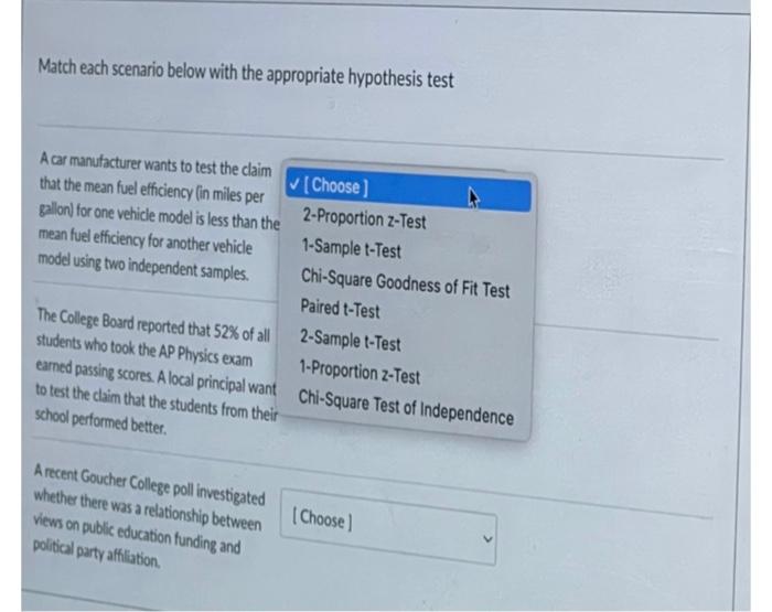 Solved Match each scenario below with the appropriate | Chegg.com