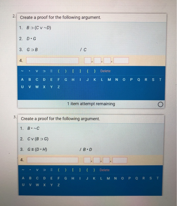 Solved 2. Create a proof for the following argument. 1. B D | Chegg.com