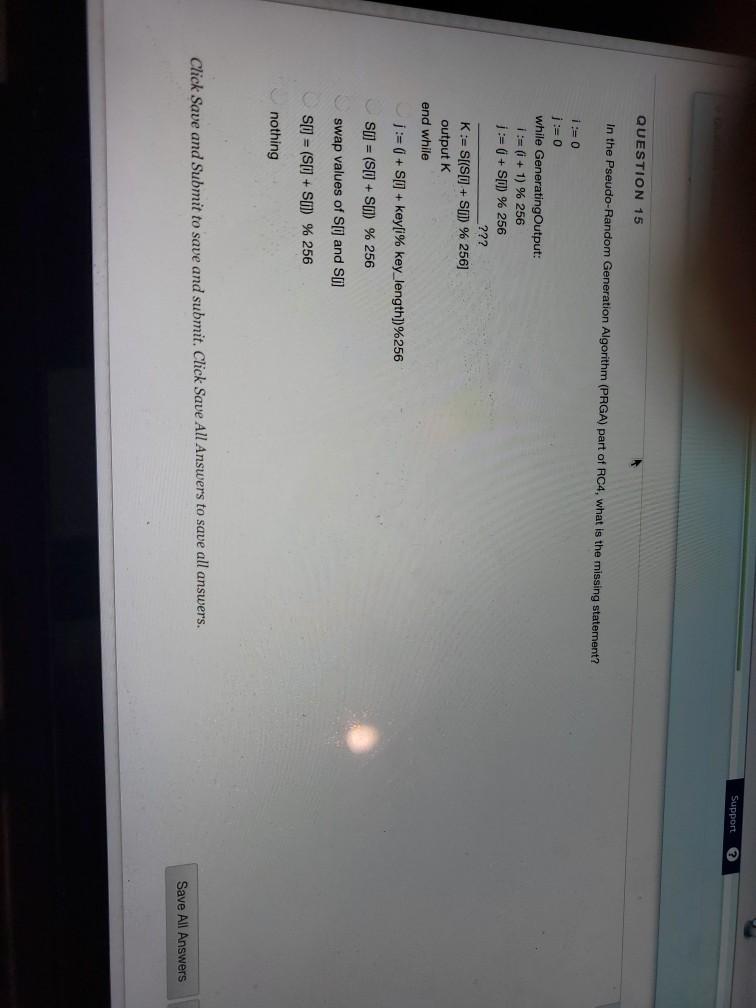 Solved Support QUESTION 15 In the Pseudo-Random Generation | Chegg.com