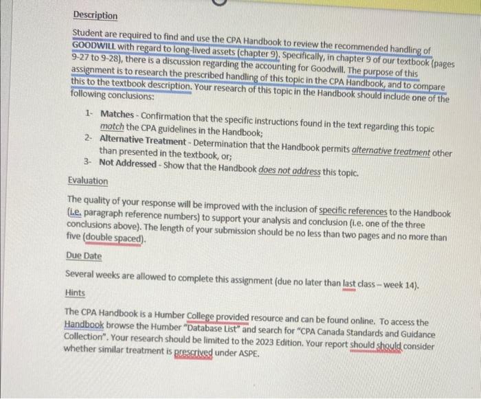 Student are required to find and use the CPA Handbook | Chegg.com