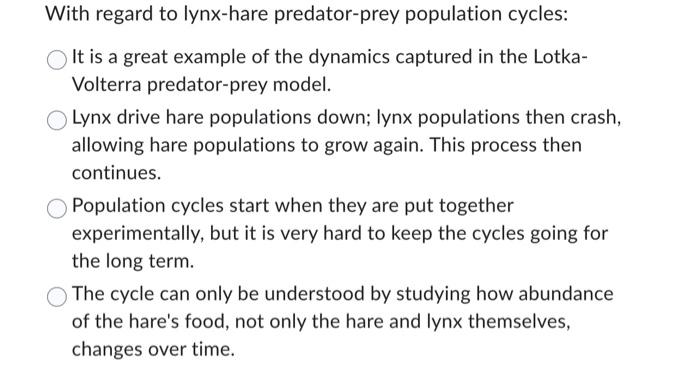 Solved With regard to lynx-hare predator-prey population | Chegg.com