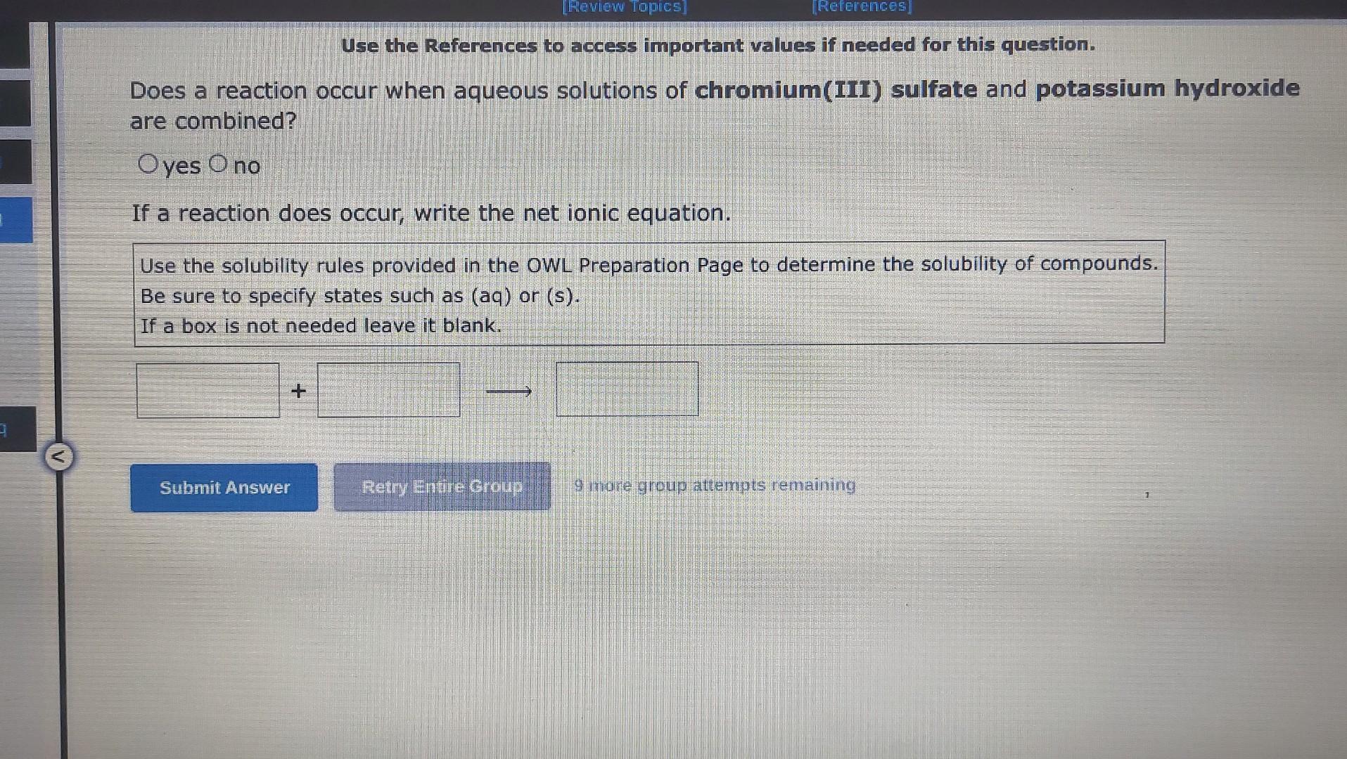 Solved Use the solubility rules provided in the OWL | Chegg.com