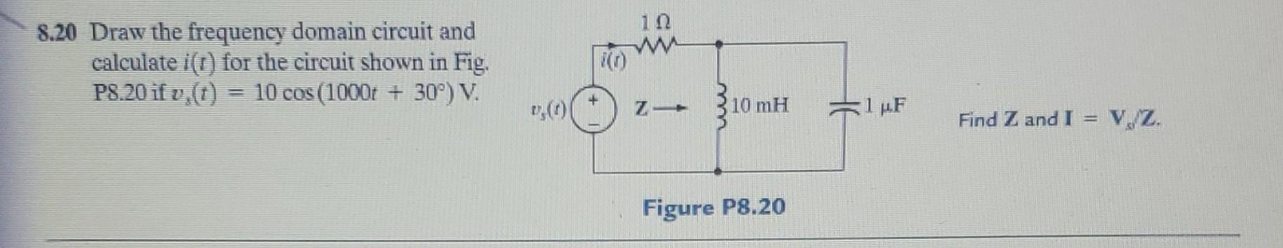Solved 1 Ω 8.20 Draw the frequency domain circuit and | Chegg.com
