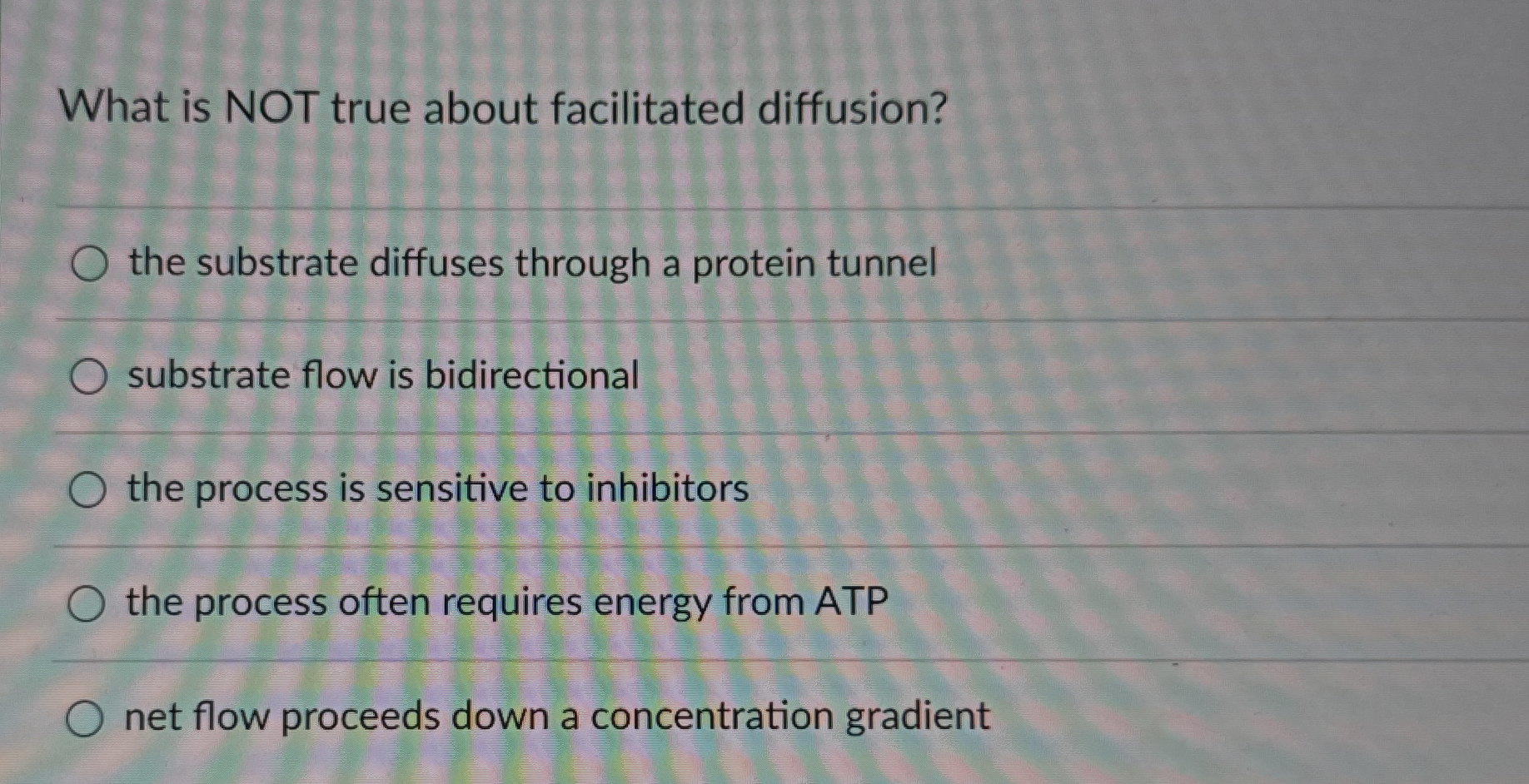 Solved What is NOT true about facilitated diffusion?the | Chegg.com