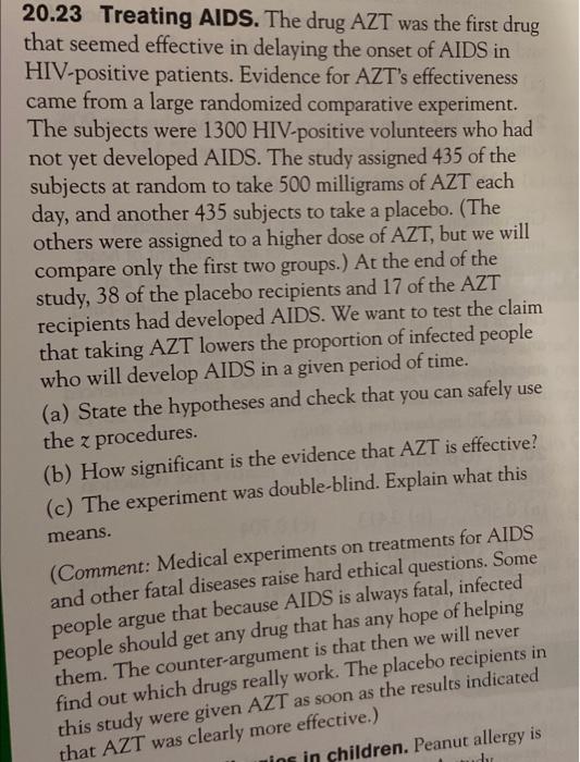 Solved 20.23 Treating AIDS. The drug AZT was the first drug | Chegg.com