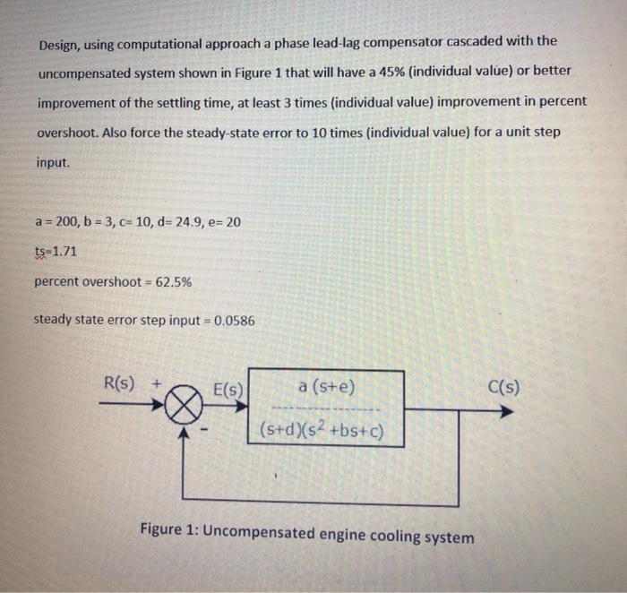 Solved Design, using computational approach a phase lead-lag | Chegg.com
