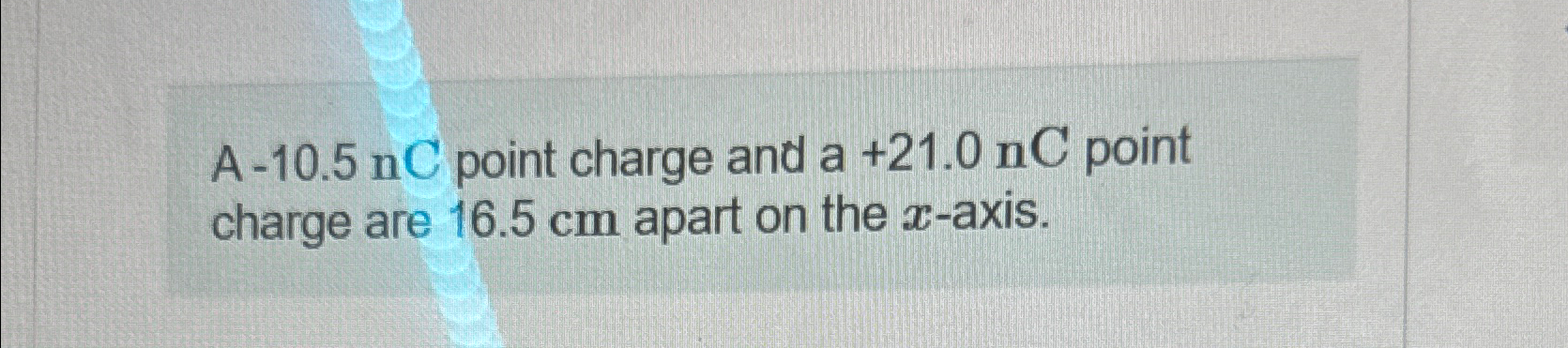 A -10.5nC ﻿point charge and a +21.0nC ﻿point charge | Chegg.com