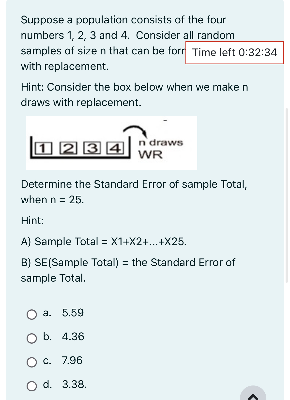 Solved Suppose a population consists of the four numbers | Chegg.com