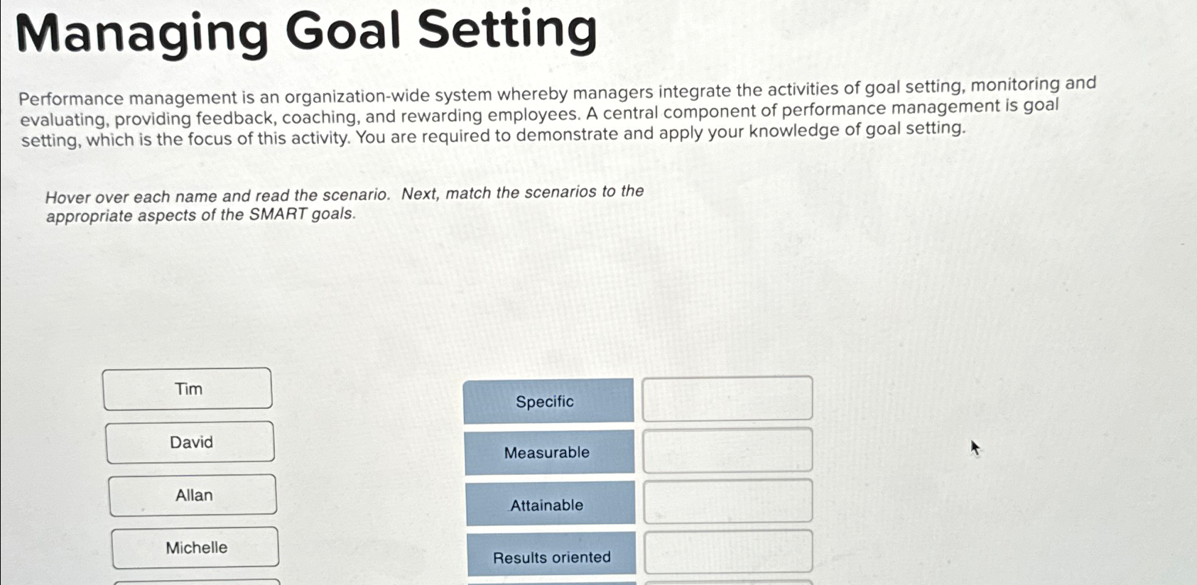 Managing Goal SettingPerformance management is an | Chegg.com