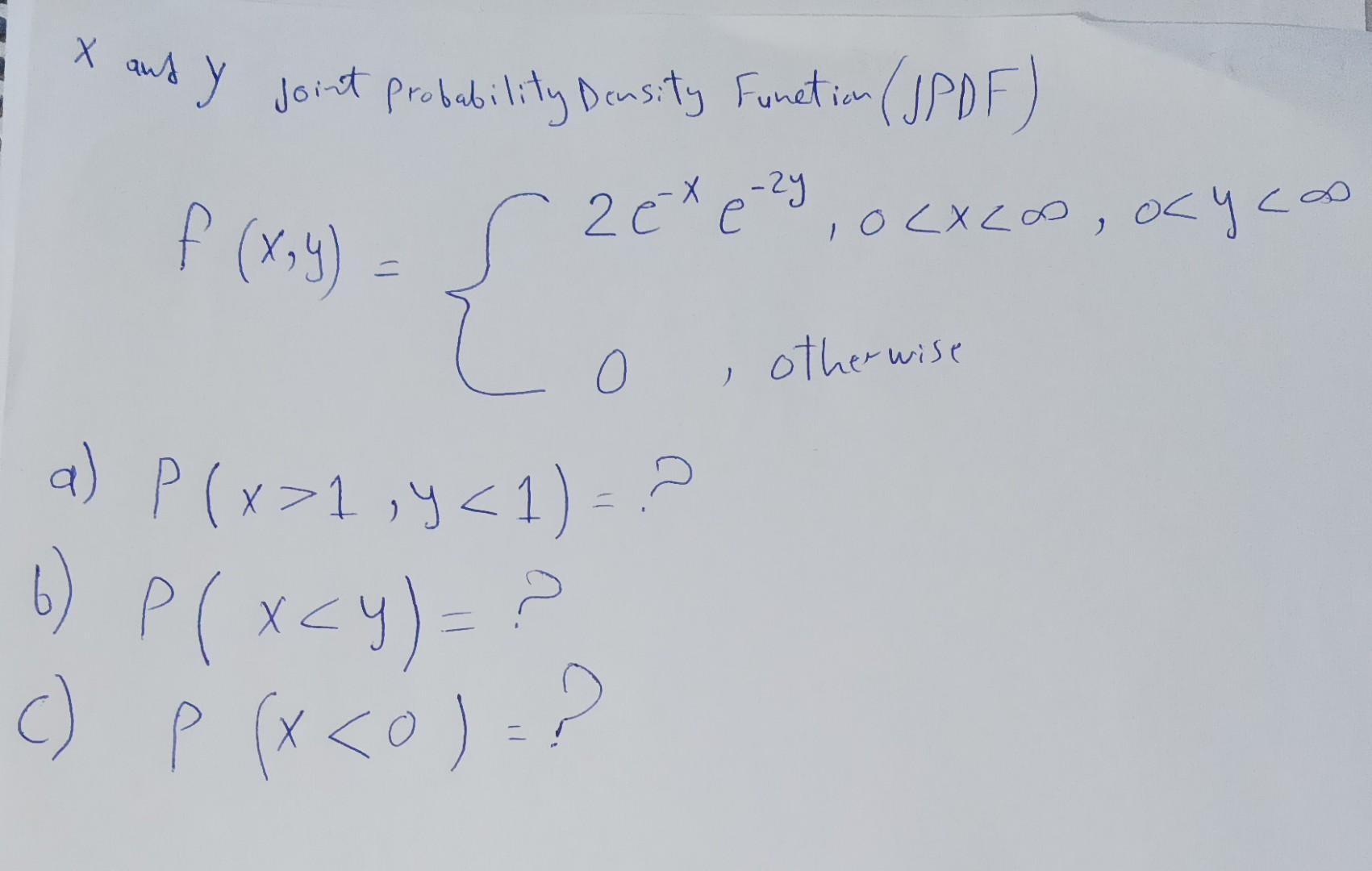 x and y joint probability Density Function (JPDF) | Chegg.com