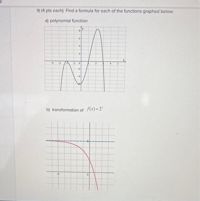 Solved 9) (4 pts each) Find a formula for each of the | Chegg.com