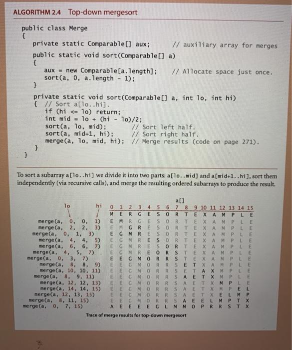 Solved Cosc 3304 Exercise On Merge Sort420 Points 