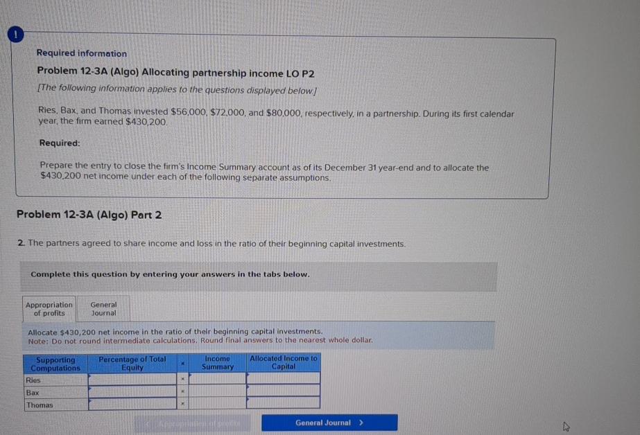 Solved 1Required informationProblem 12-3A (Algo) ﻿Allocating | Chegg.com