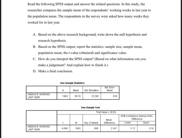 Solved Read the following SPSS output and answer the related | Chegg.com