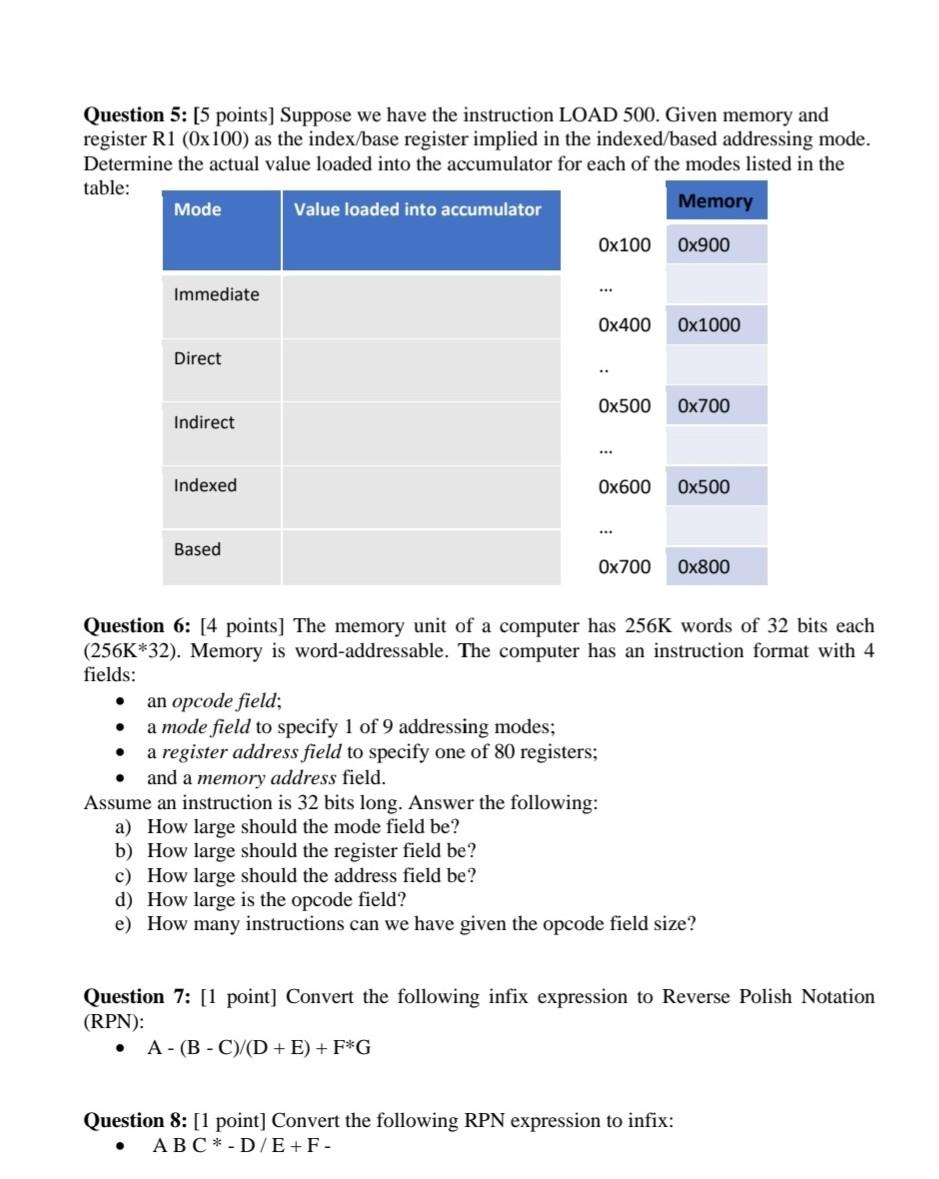 Solved Question 1 3 Points Show How The Following 32 Bit 