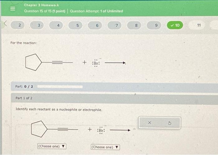 Solved For the reaction: Part: 0/2 Part 1 of 2 Identify each | Chegg.com