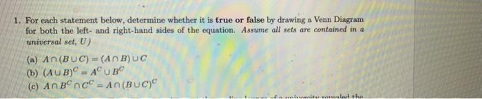Solved 1. For each statement below, determine whether it is | Chegg.com