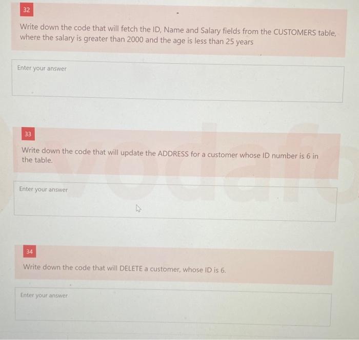 Solved Write down the code that inserts the below | Chegg.com Solved Write down the code that inserts the below | Chegg.com