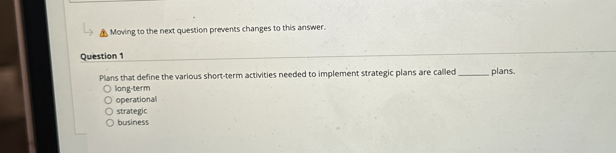 Solved Question 1Plans that define the various short-term | Chegg.com