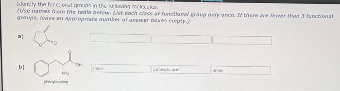 Solved Identify the functional groups in the following | Chegg.com