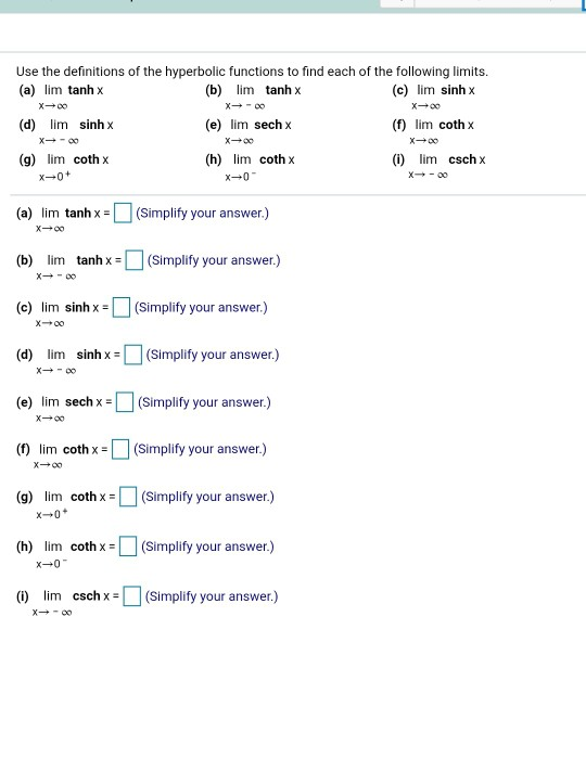 Solved Use the definitions of the hyperbolic functions to | Chegg.com