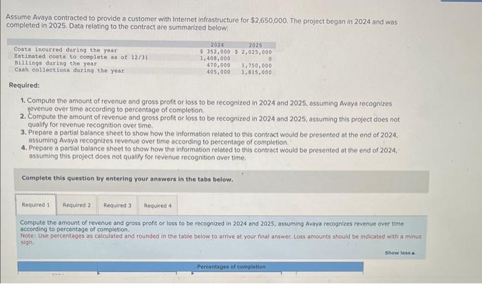Solved Assume Avaya contracted to provide a customer with | Chegg.com