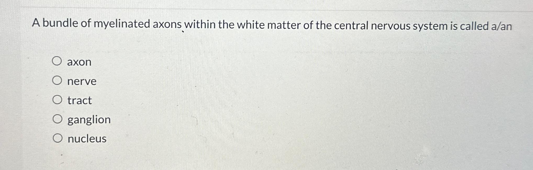 Solved A bundle of myelinated axons within the white matter | Chegg.com