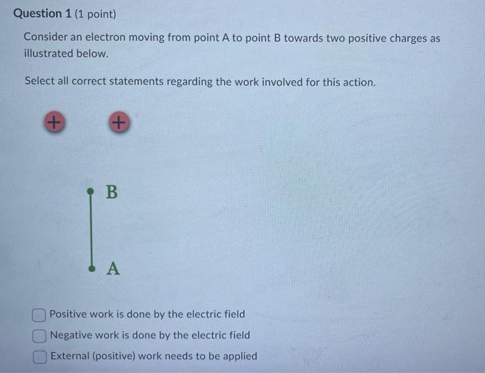 Solved Consider an electron moving from point A to point B | Chegg.com