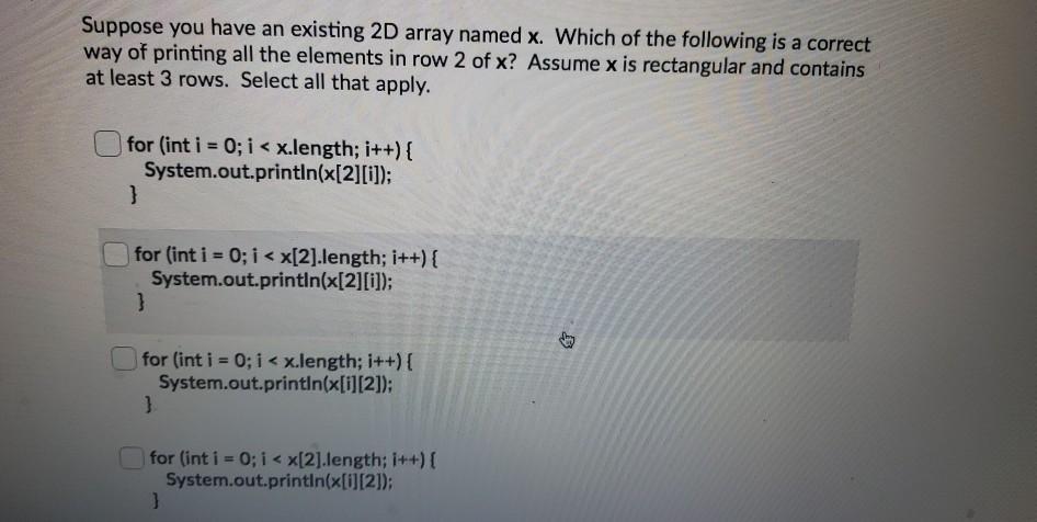 Solved Suppose You Have An Existing 2d Array Named X Which 