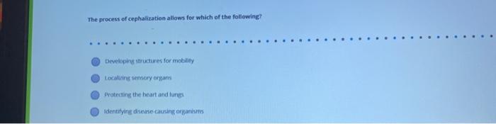 Solved The process of cephalization allows for which of the | Chegg.com