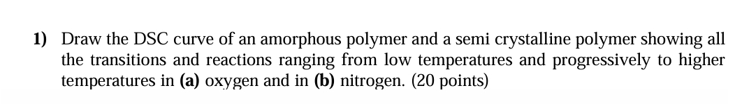 Solved Draw the DSC curve of an amorphous polymer and a semi | Chegg.com
