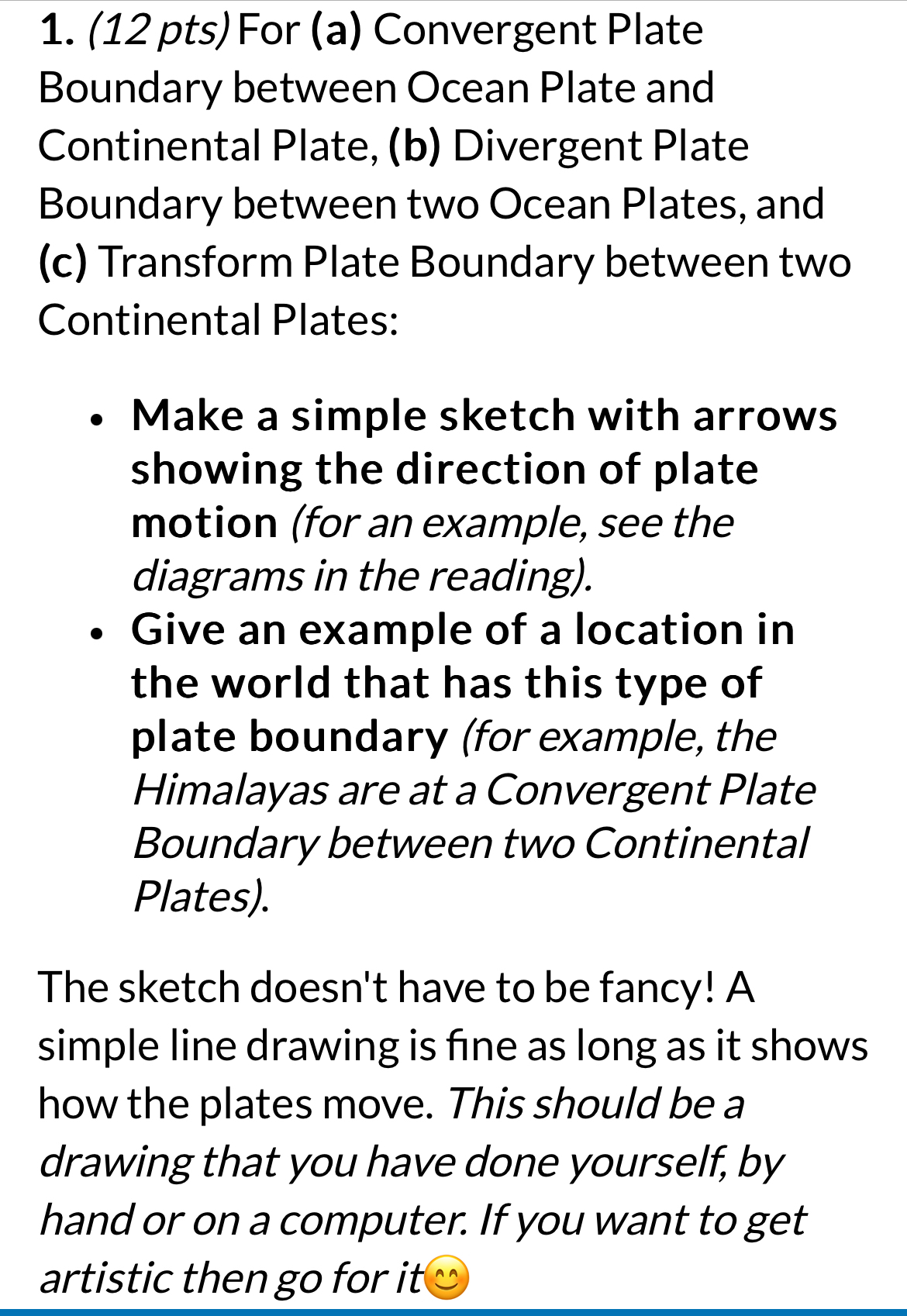 Solved (12 ﻿pts) ﻿For (a) ﻿Convergent Plate Boundary between | Chegg.com