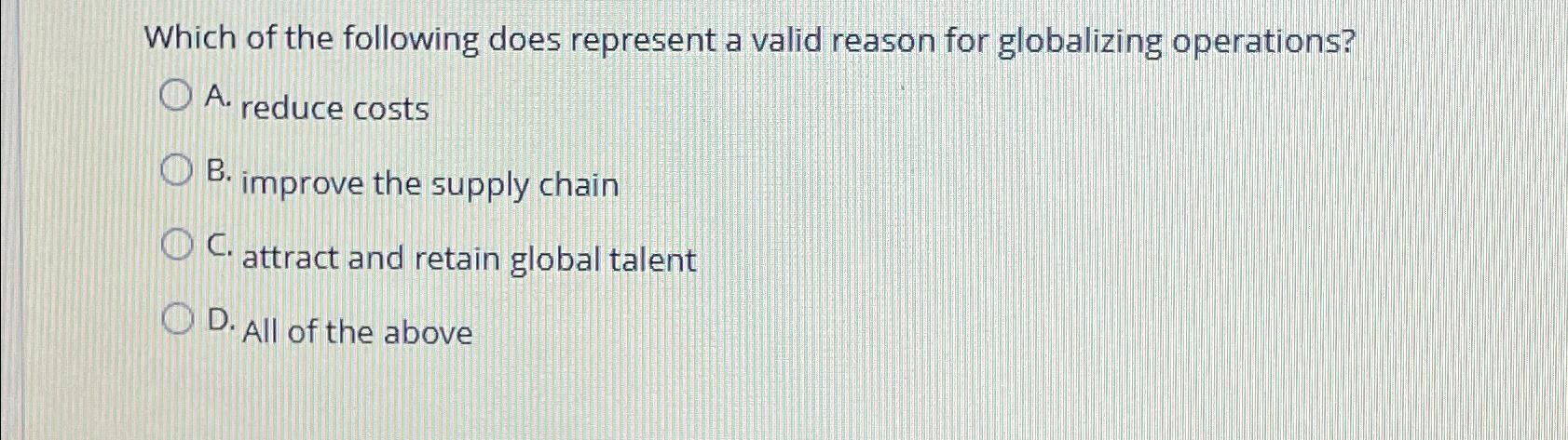 Solved Which of the following does represent a valid reason | Chegg.com