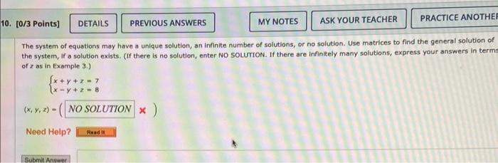 Solved The system of equations may have a unique solution, | Chegg.com