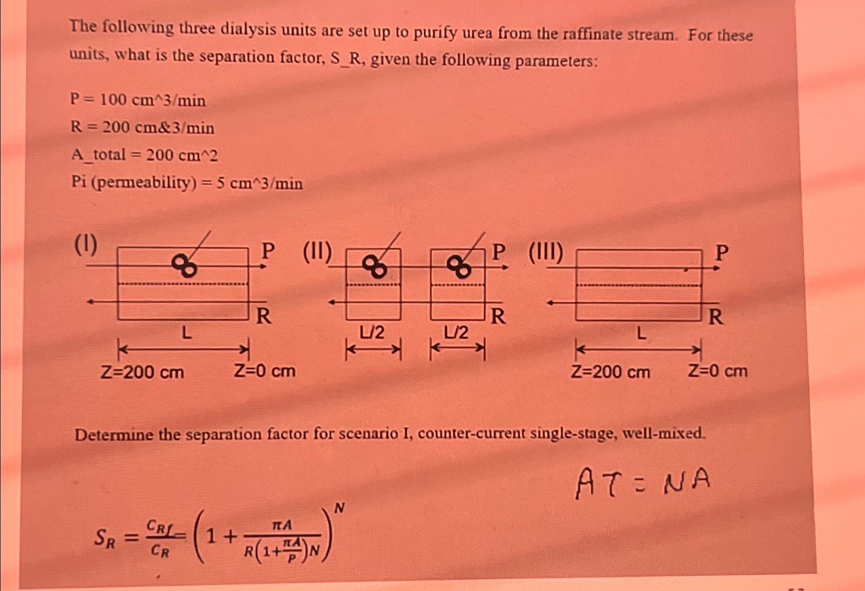 Solved The following three dialysis units are set up to | Chegg.com