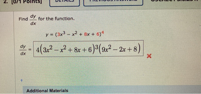 Solved dy Find for the function. dx y = (3x3 - x2 + 8x + 6)4 | Chegg.com