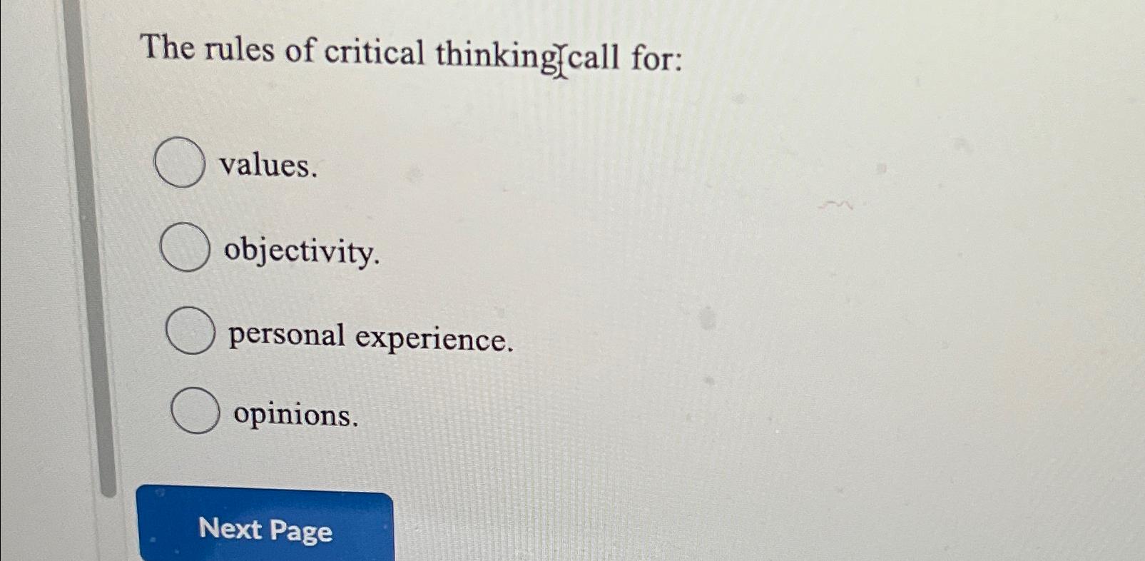 Solved The rules of critical thinking call | Chegg.com
