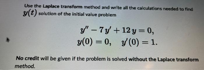 Solved Use the Laplace transform method and write all the | Chegg.com