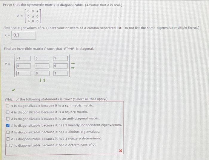Prove that the symmetric matrix is diagonalizable. | Chegg.com