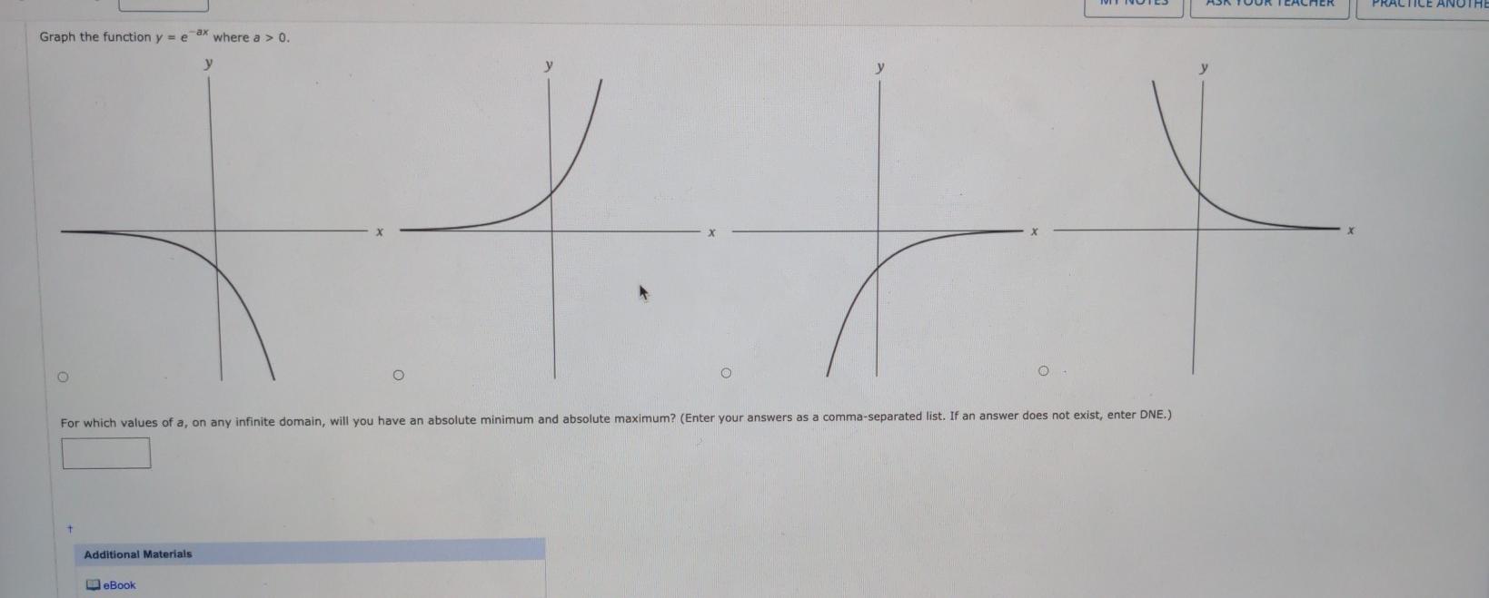 Solved ACTICE ANOTHE Graph the function ye ах where a > 0. у | Chegg.com Solved ACTICE ANOTHE Graph the function ye ах where a > 0. у | Chegg.com