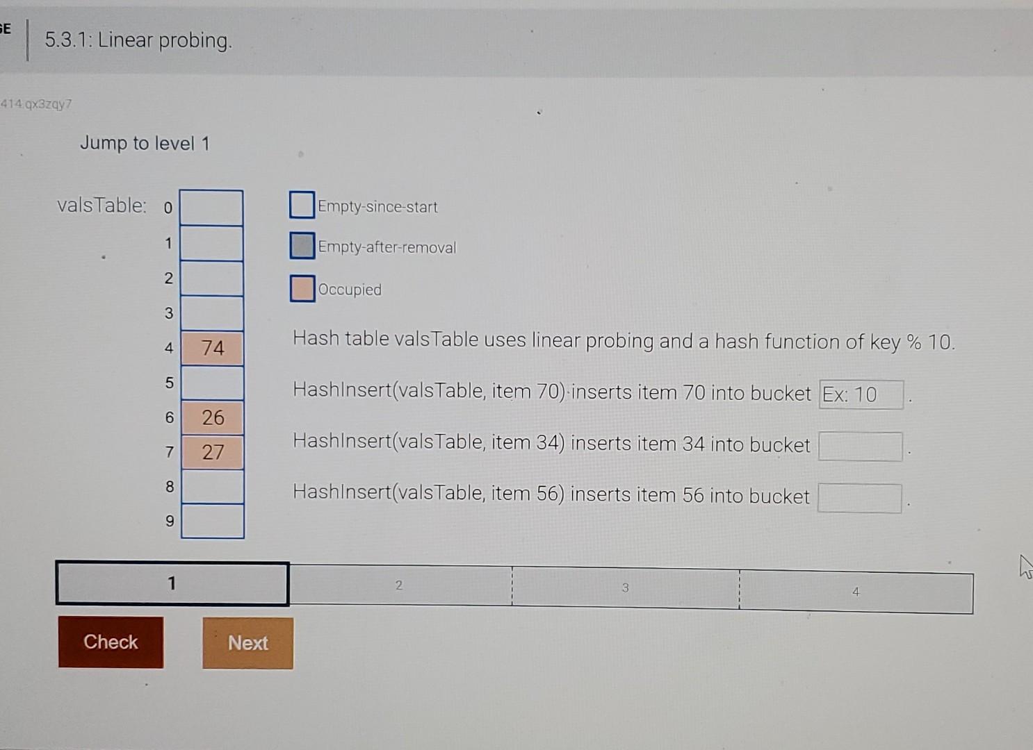 Solved SE 414.qx3zqy7 5.3.1: Linear probing. Jump to level 1 | Chegg.com