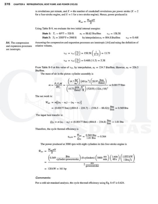 For Air‐standard analysis (meansvariable specific | Chegg.com