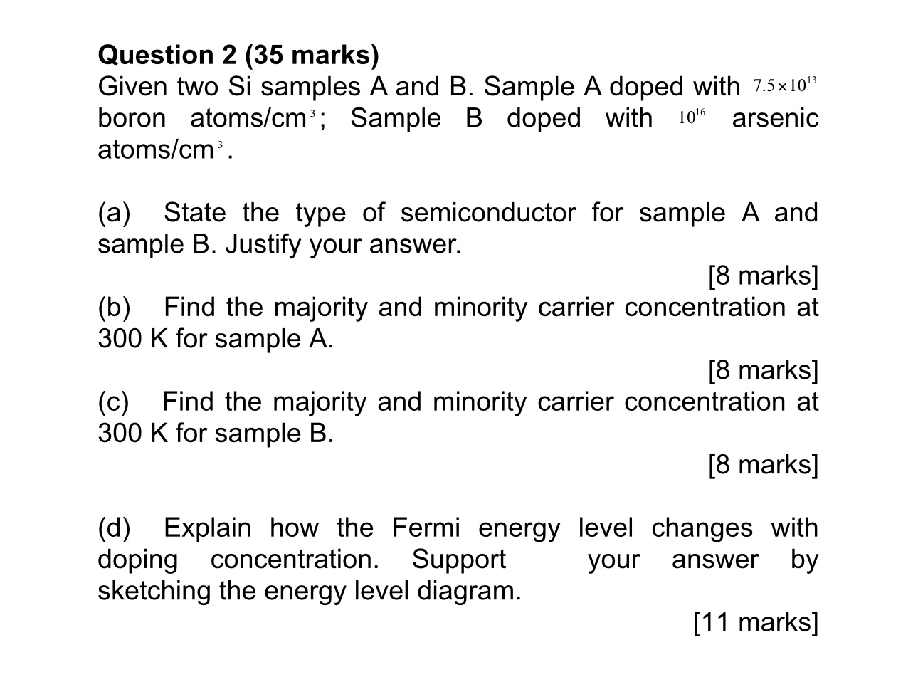 Solved Question 2 (35 ﻿marks)Given two Si samples A and B. | Chegg.com