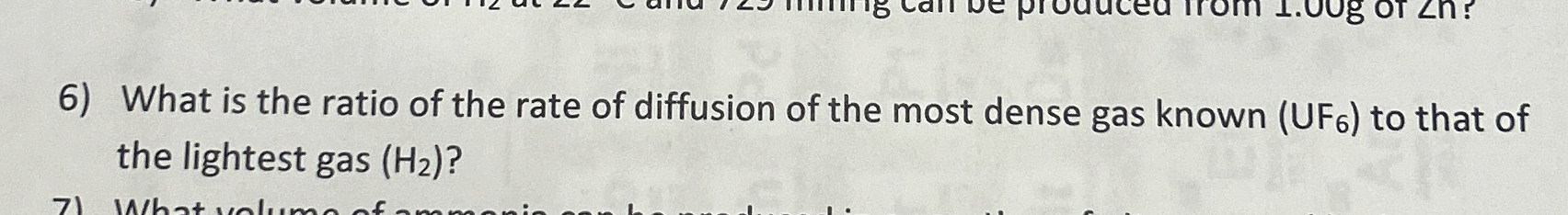 Solved What is the ratio of the rate of diffusion of the | Chegg.com