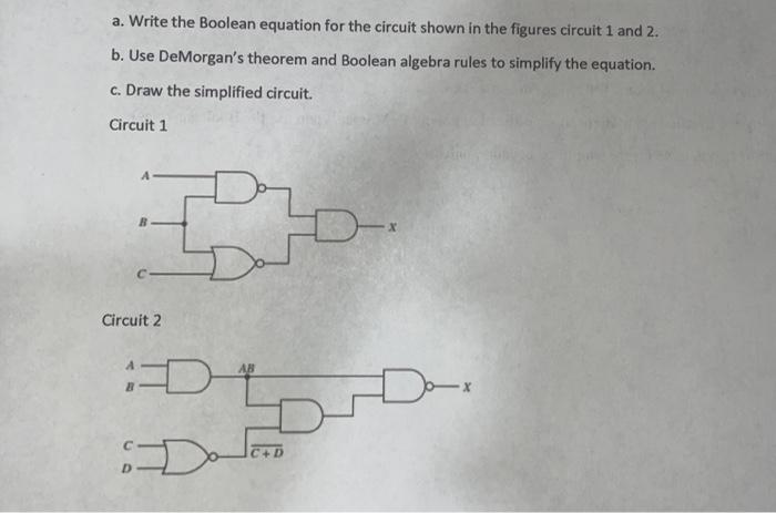 Solved a. Write the Boolean equation for the circuit shown | Chegg.com